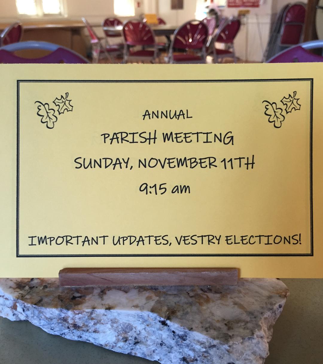 Parish Meeting Reminder - St. John's Episcopal Church of Lancaster