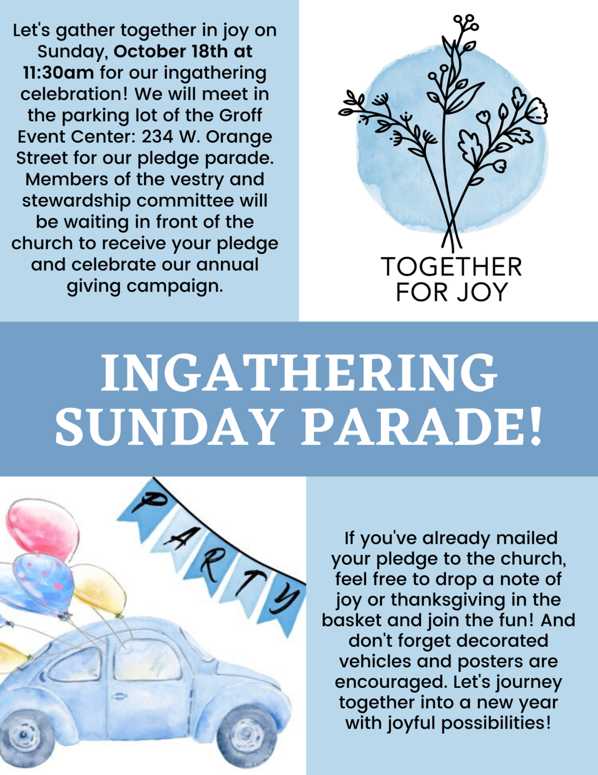 Join us this SUNDAY for our Ingathering Parade! - St. John's Episcopal ...