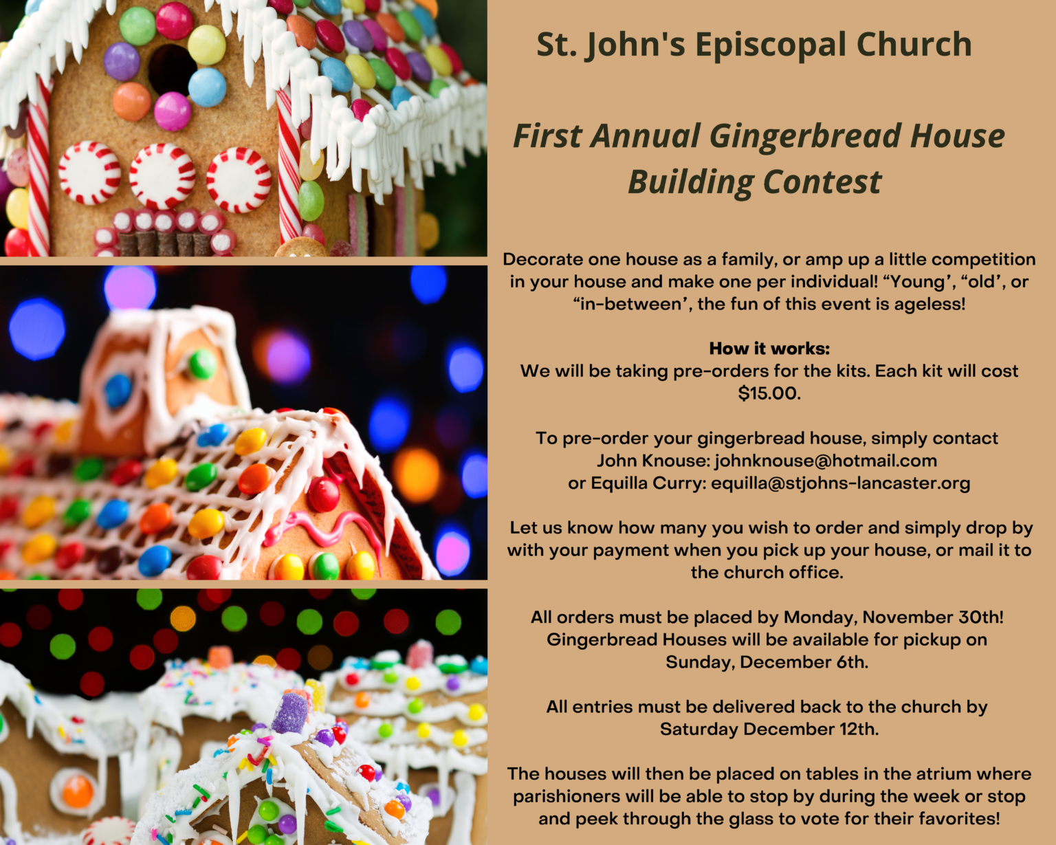 St. John's presents our First Gingerbread House Building Contest - St ...